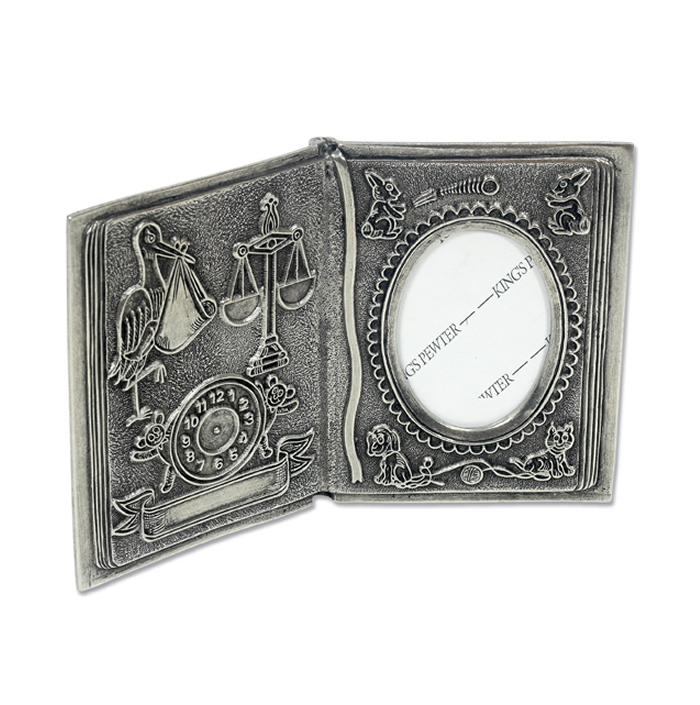 Pewter Open Book Photo Frame