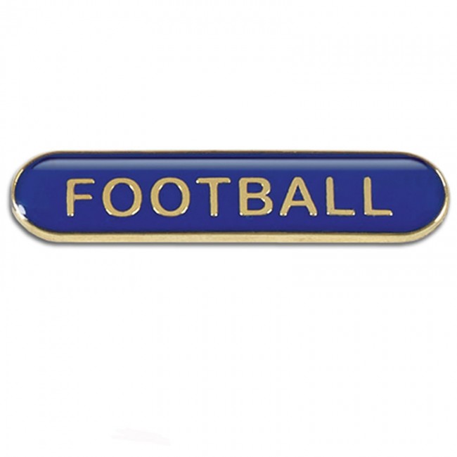 Blue Football Rectangle School Metal Pin Badge